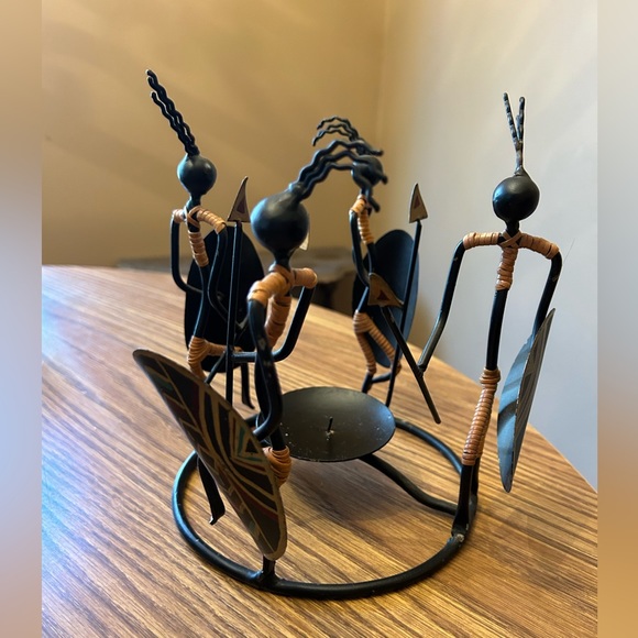 Accents | African Tribal Candle Holder Black Metal Measurements In ...